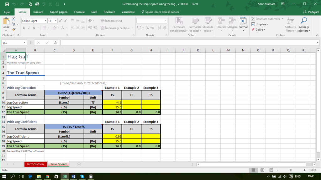 Determining the ship's speed using the log speed